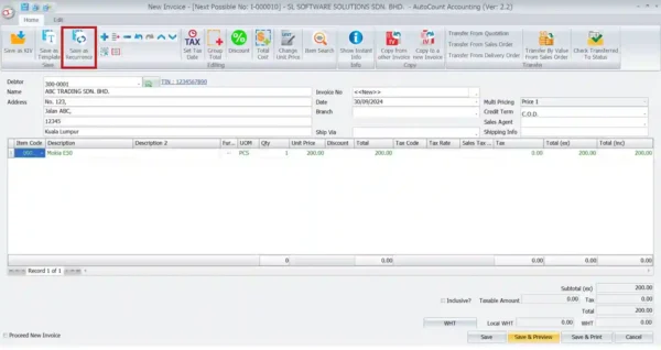 AutoCount GL, AR, AP, Recurrence GL - AutoCount Accounting Software