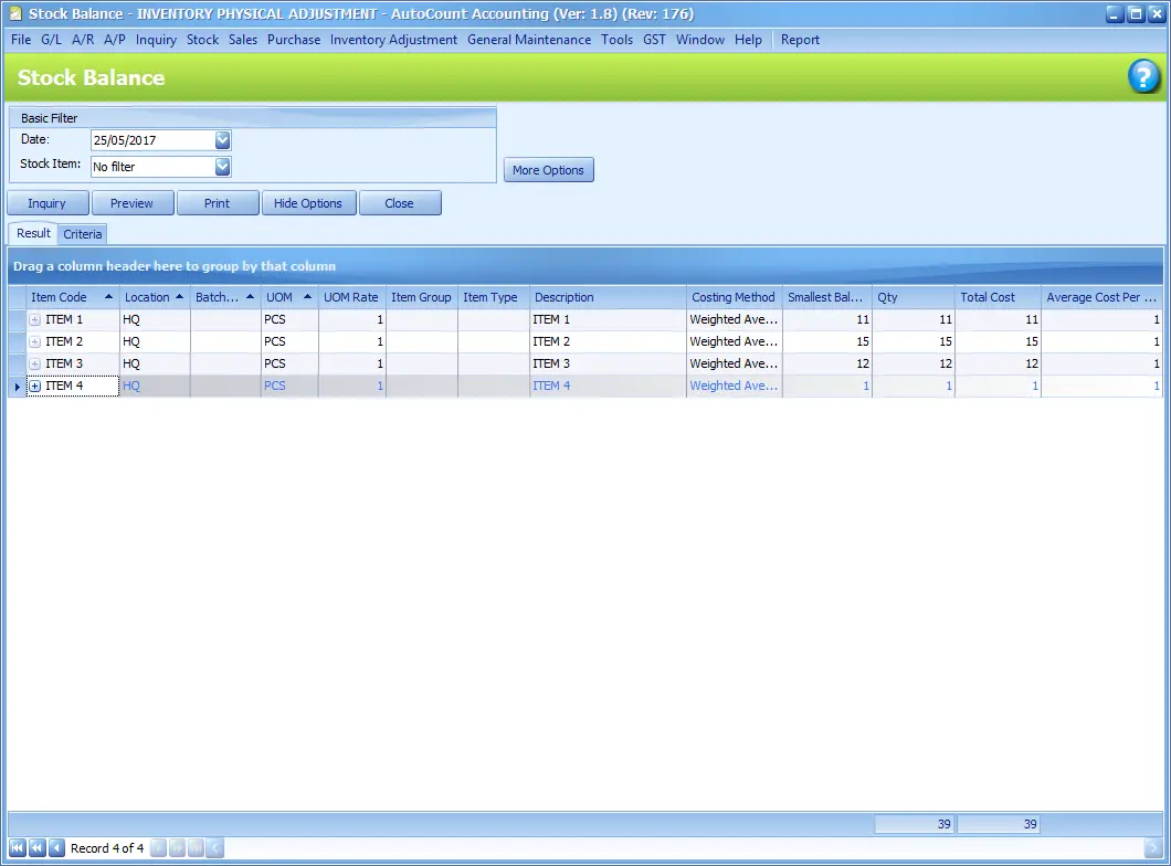 AutoCount Inventory Physical Adjustment - AutoCount Accounting Software